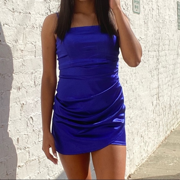 Dresses | Satin Royal Blue Mini Dress | Poshmark